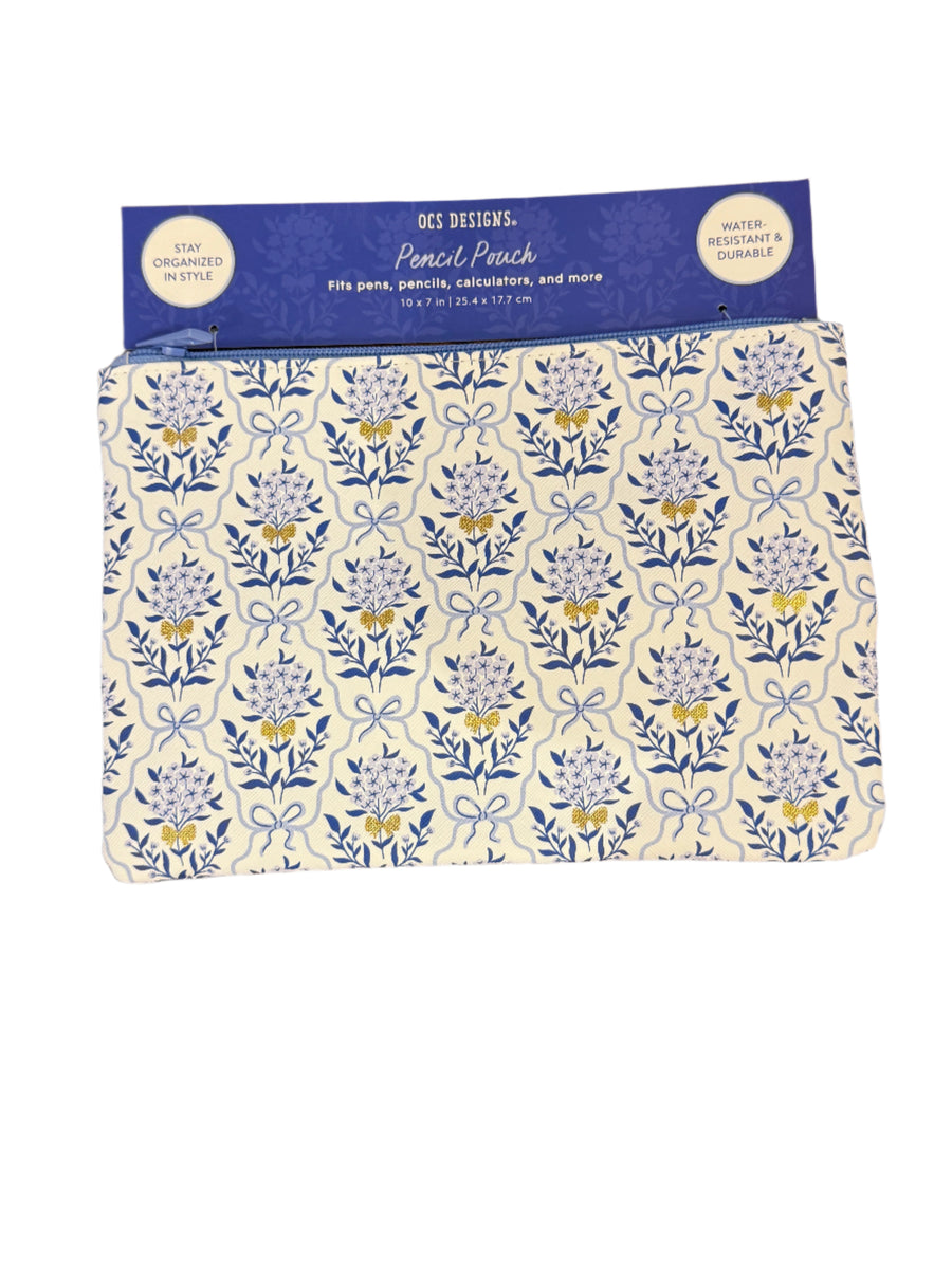 Blue Floral Pencil Pouch – OCS Designs – The Sparkling Hostess