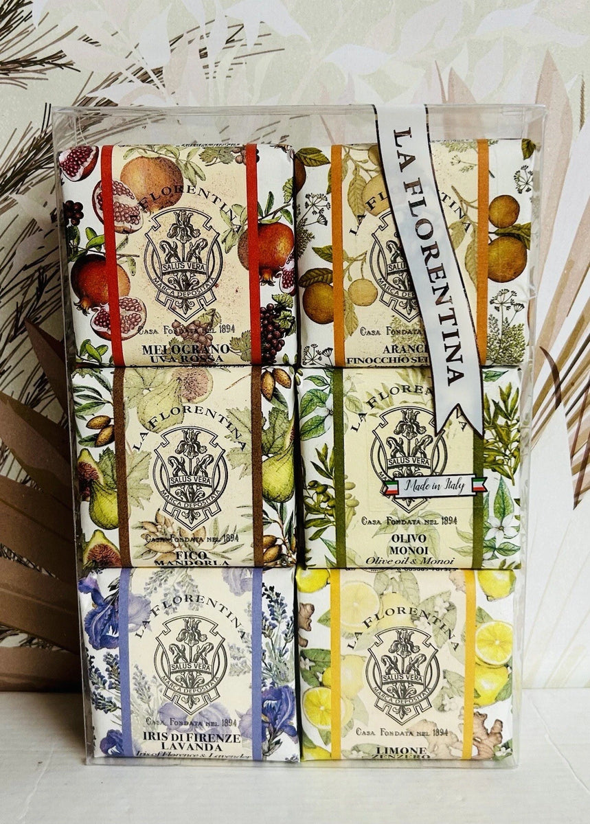 La Florentina Luxury Italian Soap Set of 6 - 3.7 oz Lavender, Fig, Ora ...